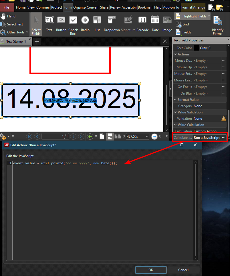 PDF-XChange Co Ltd :: Knowledge Base :: How do I create and use dynamic stamps in PDF-XChange ...
